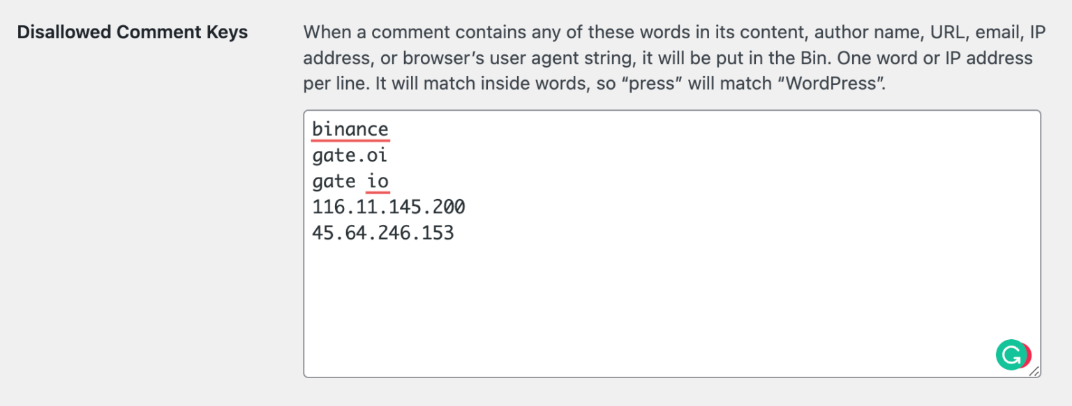 WordPress, how to block spam comments from binance and gate.io - Denis ...