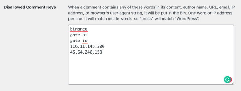 WordPress, how to block spam comments from binance and gate.io - Denis ...